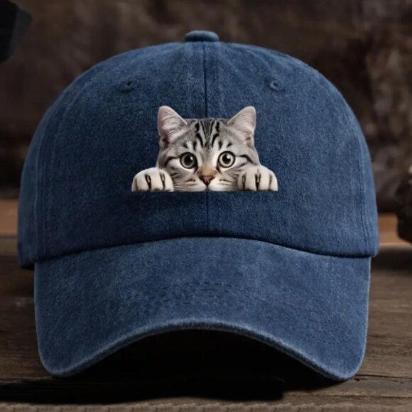 Accessories | Cotton Blue Cat Lovers Cap | Poshmark